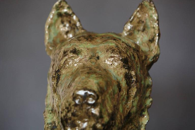 Large Glazed Ceramic Sculpture of a Great Dane's Dog Head at 1stDibs