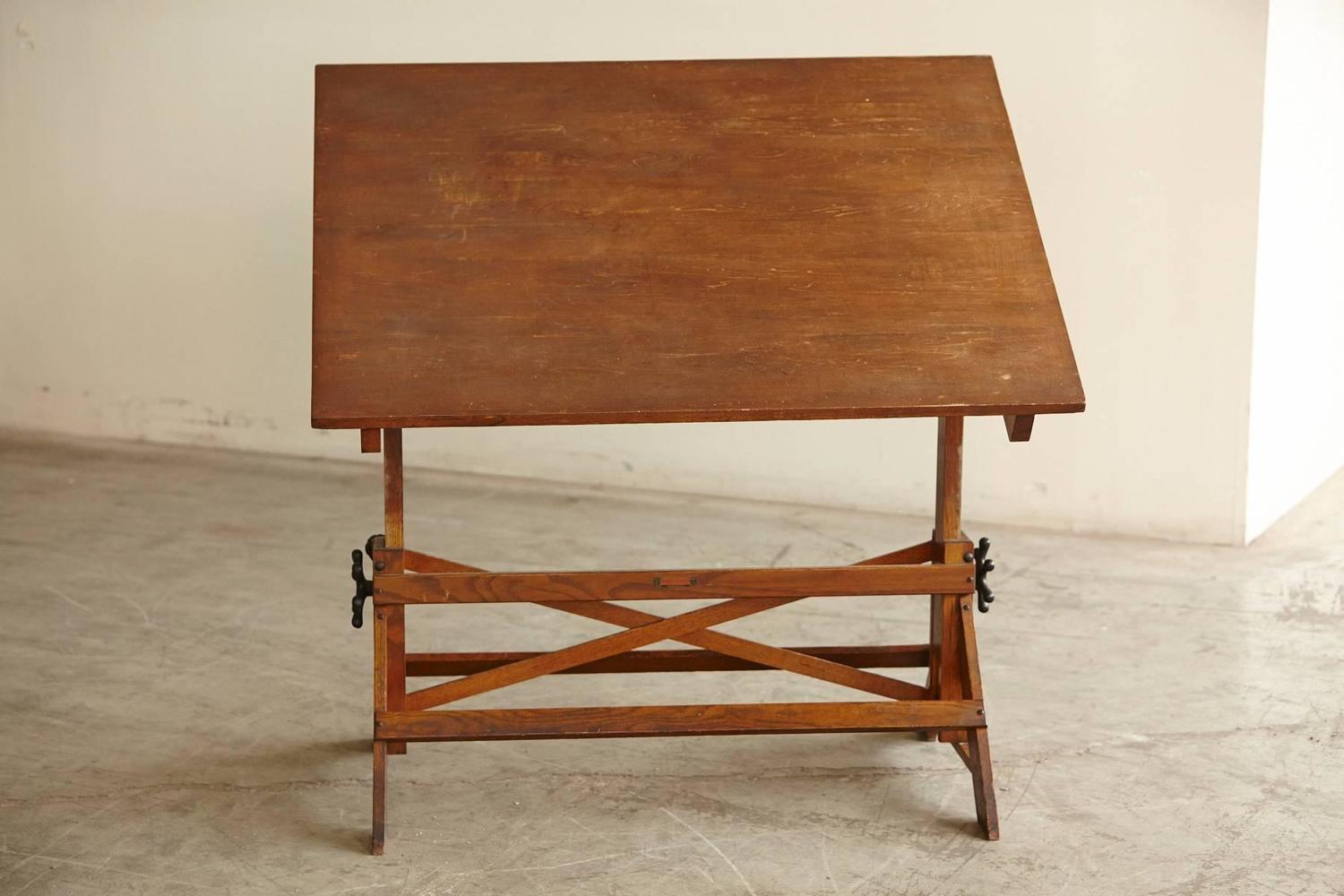 Antique Industrial American Oak Drafting Table at 1stdibs
