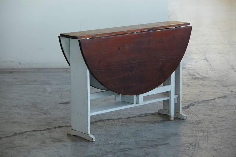 Painted Gate Leg and Drop Leaf Pine Farm Table at 1stDibs