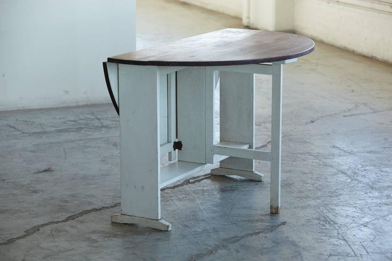 Painted Gate Leg and Drop Leaf Pine Farm Table at 1stDibs