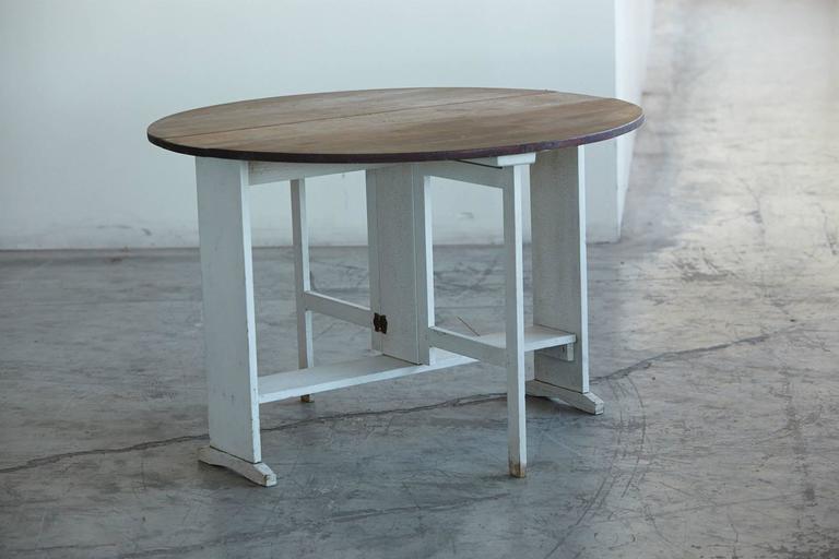 Painted Gate Leg and Drop Leaf Pine Farm Table at 1stDibs