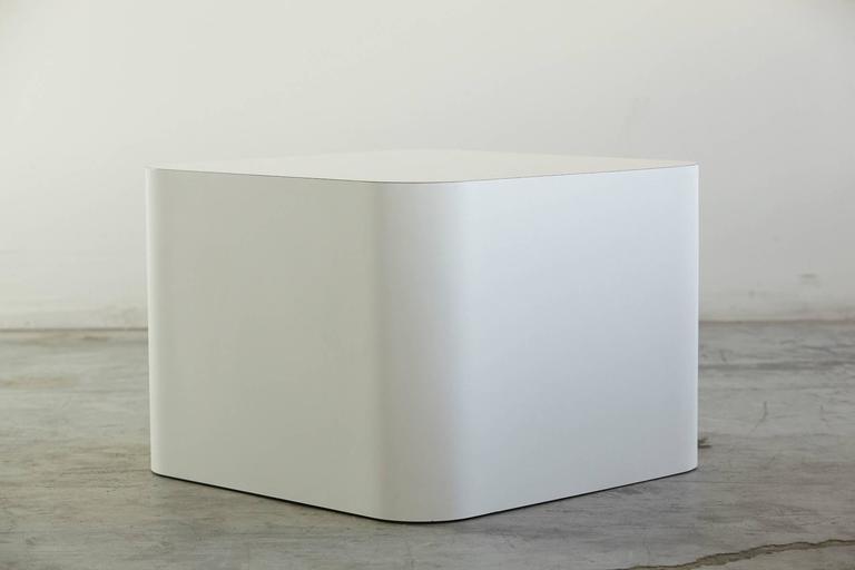Custom Made White Laminate Cubic End Table or Pedestal, Large at 1stDibs