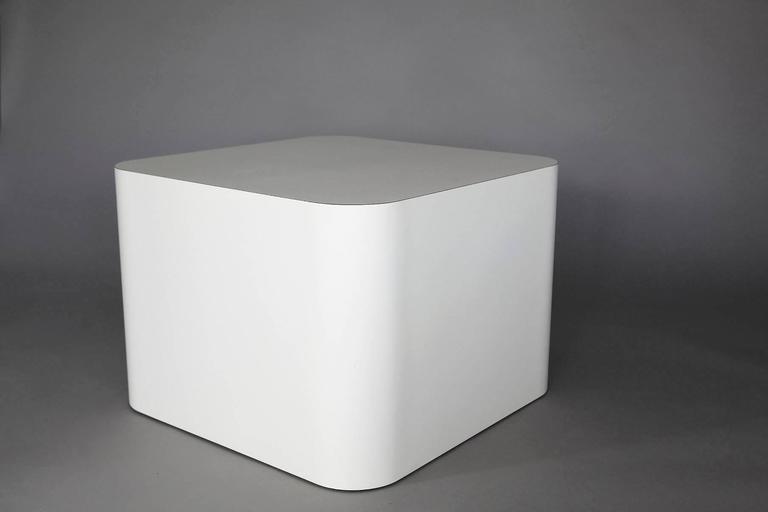 Custom Made White Laminate Cubic End Table or Pedestal, Large at 1stDibs