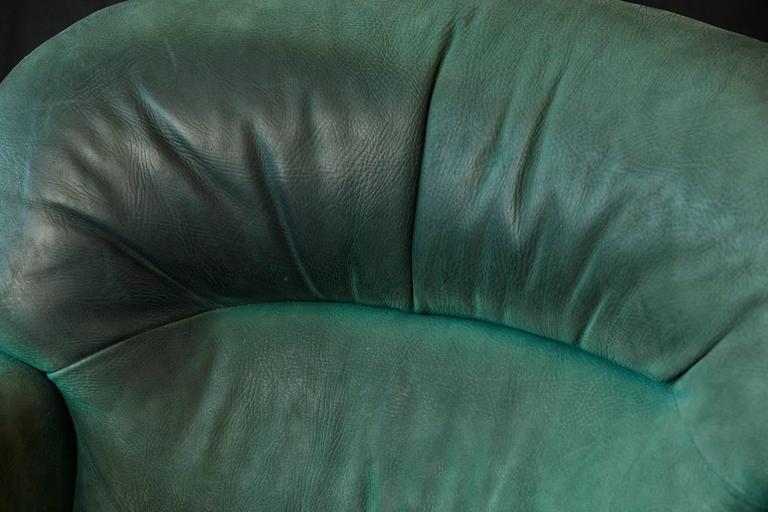 Green Suede Leather Swiveling Office Chair on Casters by Harter, 1970s ...