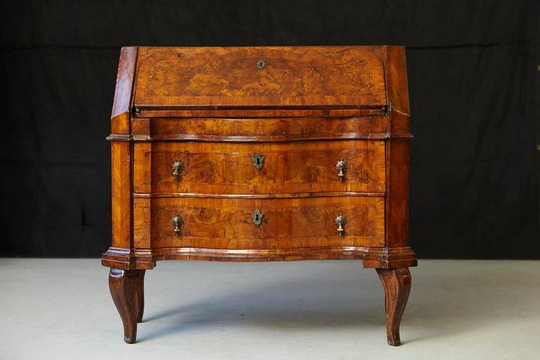 Italian Burled Walnut Slant Front Desk with Hidden Drawers at 1stDibs ...