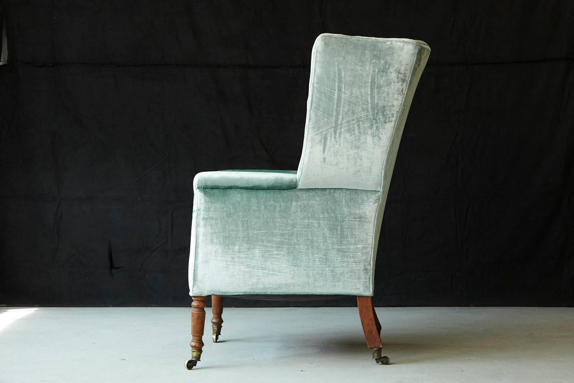 19th Cent. Hepplewhite Mahogany Wingback Chair in Light Turqouise ...