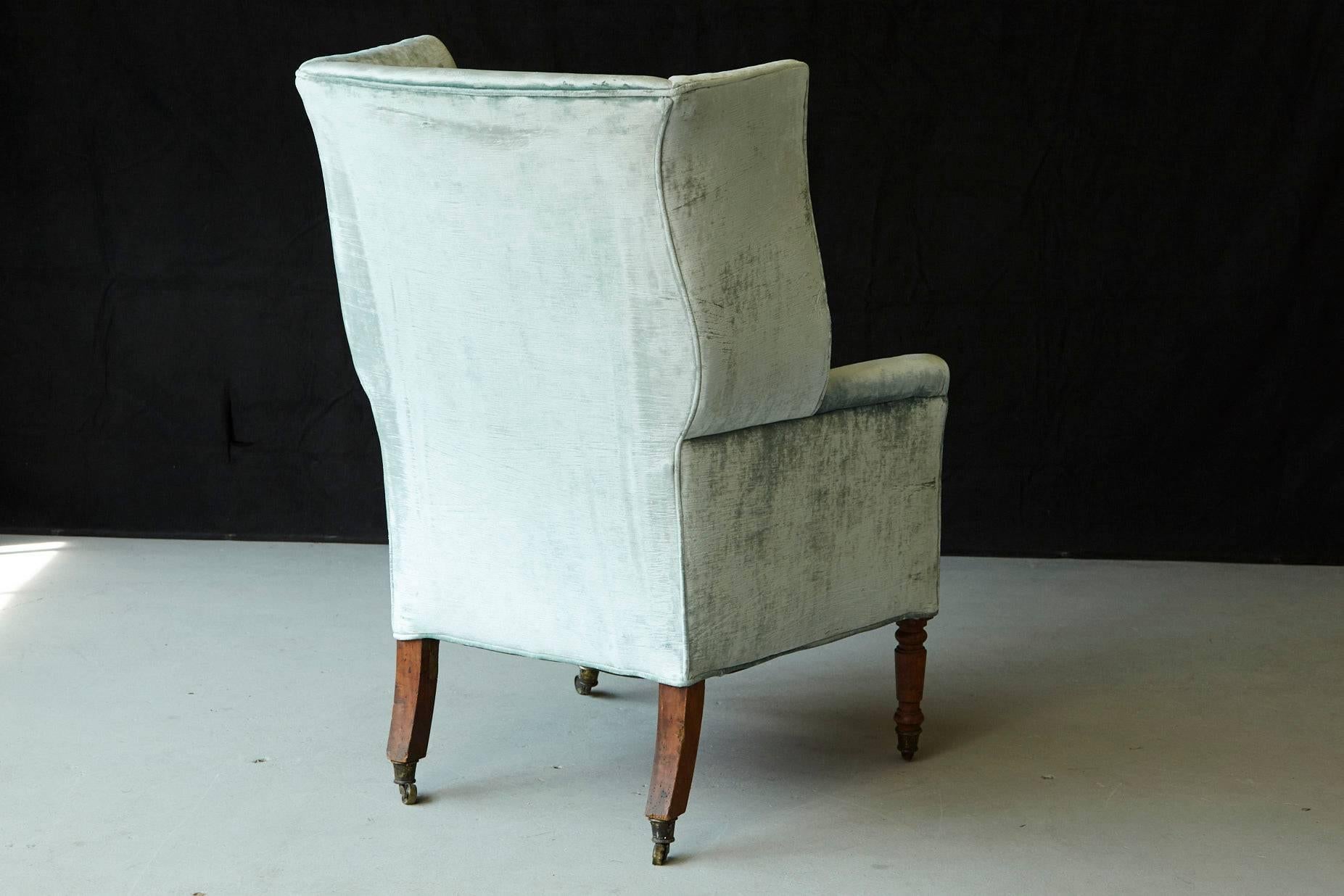 19th Cent. Hepplewhite Mahogany Wingback Chair in Light Turqouise ...