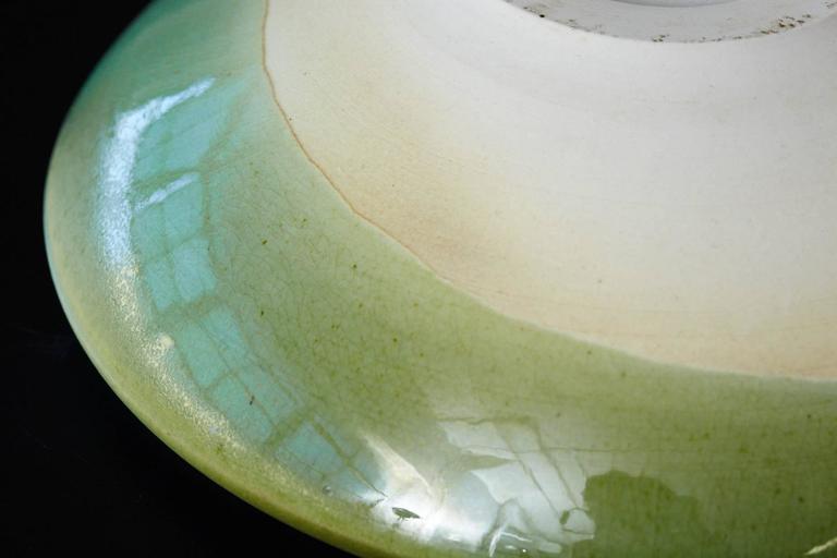Chris Staley, Large Bowl with Irregular Shape and Partly Green Crackled ...