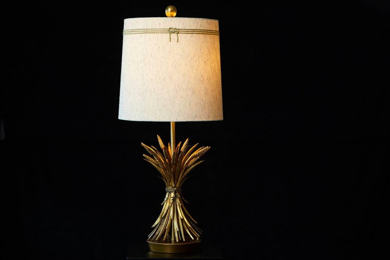 Sheaf of Wheat Gilt Metal Table Lamp by Mabro, Lamp 2 at 1stDibs