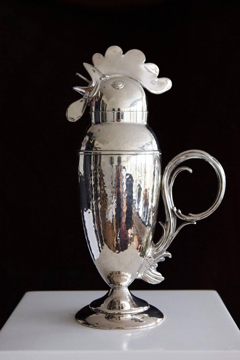 Signed Wallace Brothers Hand-Hammered Silver Plated Rooster Cocktail ...