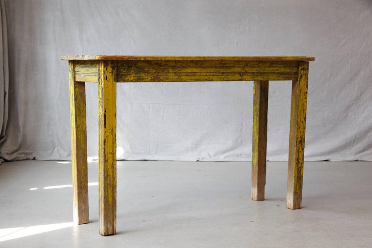 Primitive Yellow Painted Distressed Console Table at 1stDibs | yellow ...