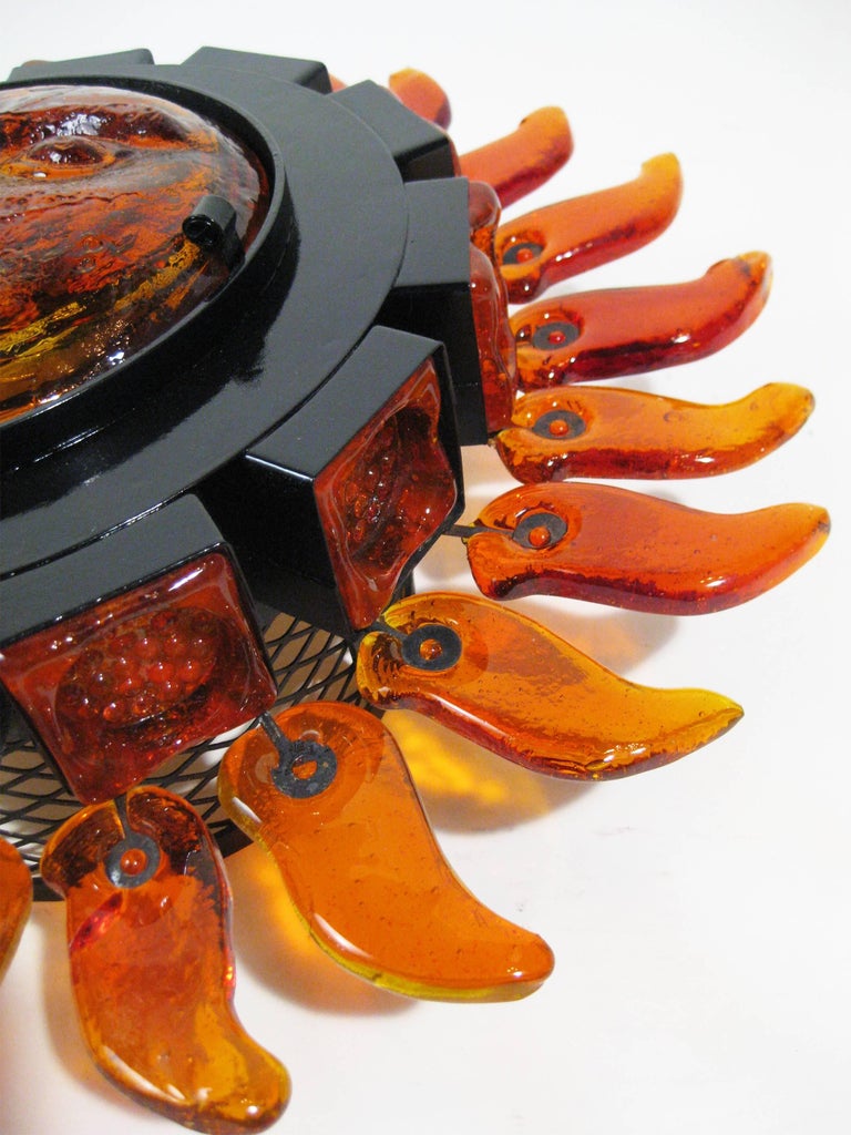 Lamp Wall Sculpture in Glass and Iron, Felipe Delfinger for Feder's ...