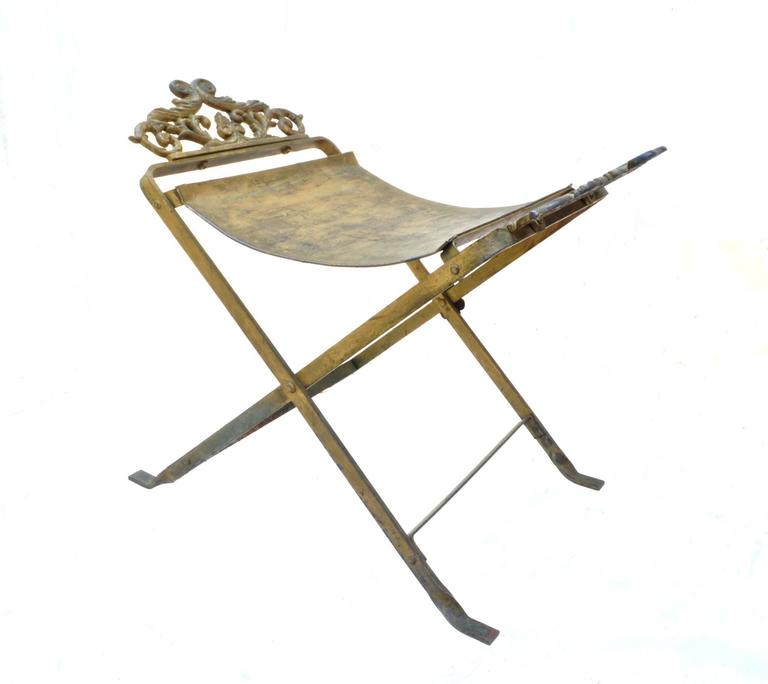 Gilt Metal Fireside Stool at 1stDibs