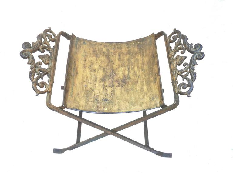 Gilt Metal Fireside Stool at 1stDibs