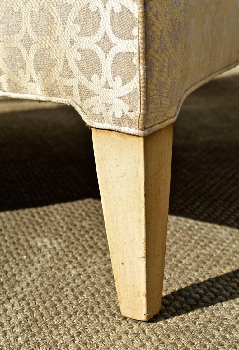 Slipper Chairs in Quatrefoil Silk Fabric, a Pair at 1stDibs