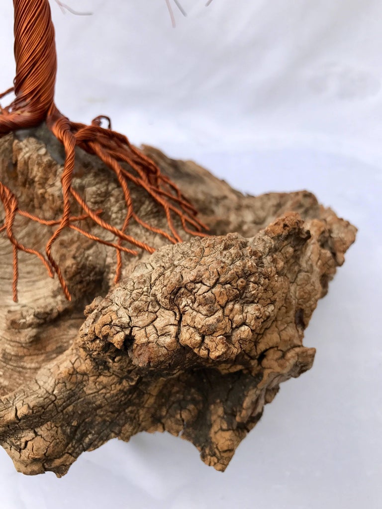 Organic Modern Sculpture of Copper Tree on Driftwood Base For Sale at ...