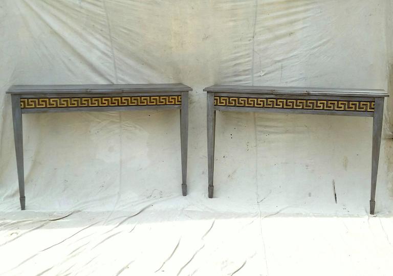 Wall Mounted Consoles with Greek Key Fronts For Sale at 1stDibs