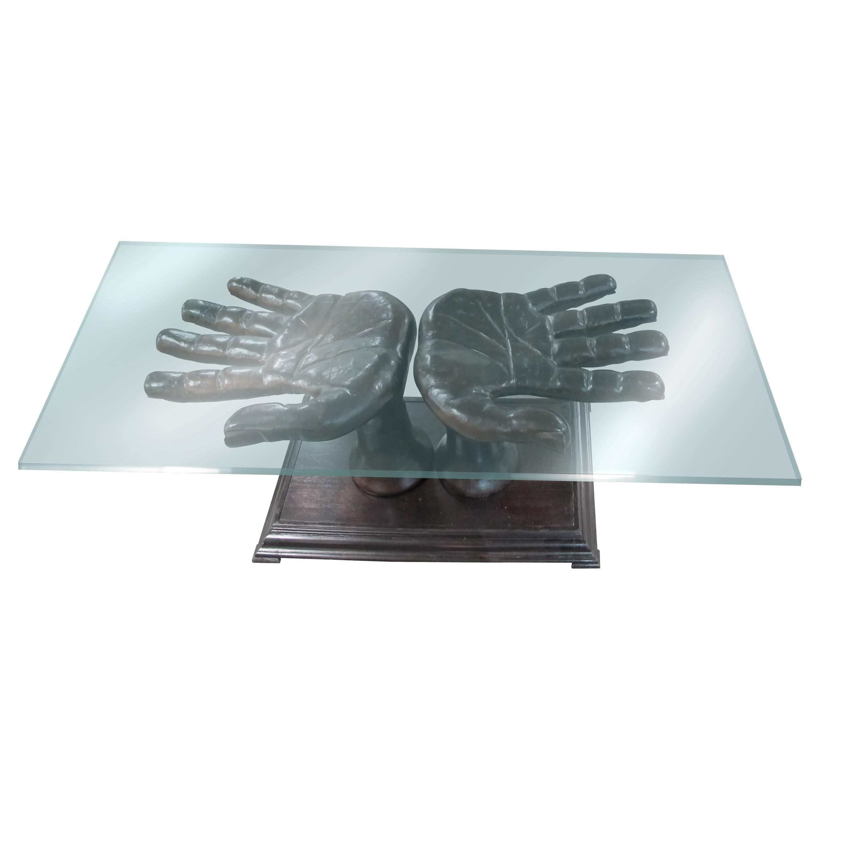 Wood Table in the Shape of Two Hands For Sale at 1stDibs