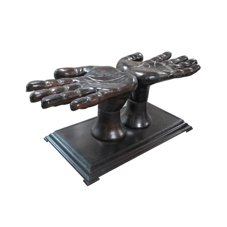 Wood Table in the Shape of Two Hands For Sale at 1stDibs