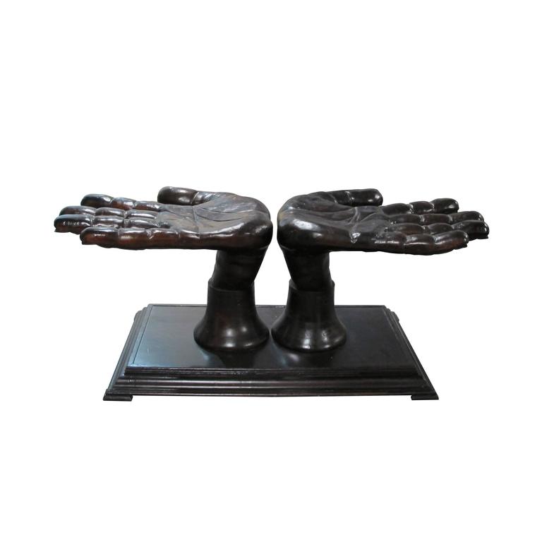 Wood Table in the Shape of Two Hands For Sale at 1stDibs
