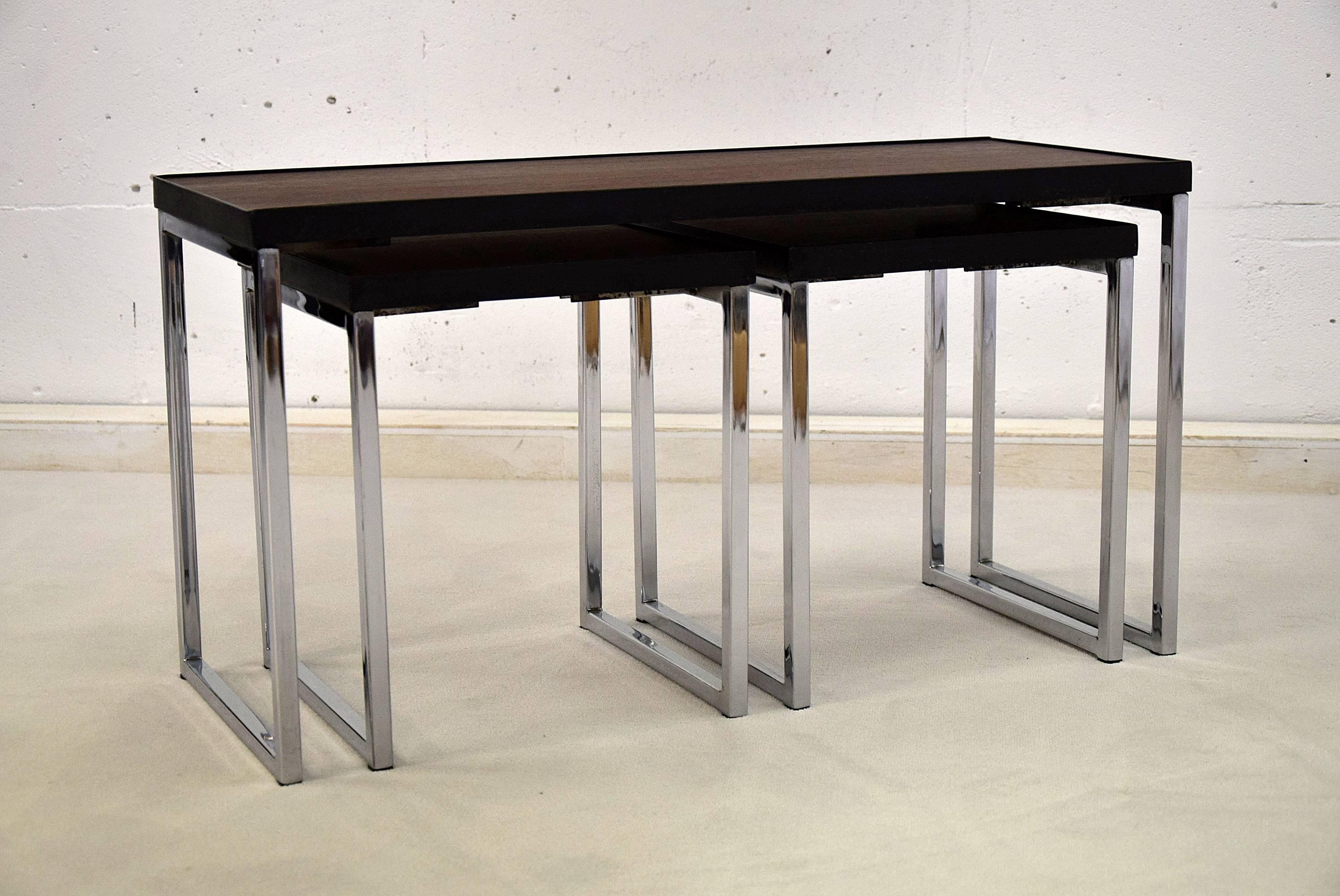 Nesting Tables 1970s Wenge and Chrome at 1stDibs