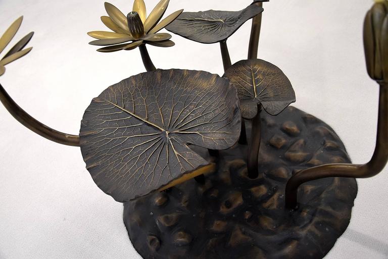 Mid-Century Modern Brass Lotus Coffee Table For Sale at 1stDibs