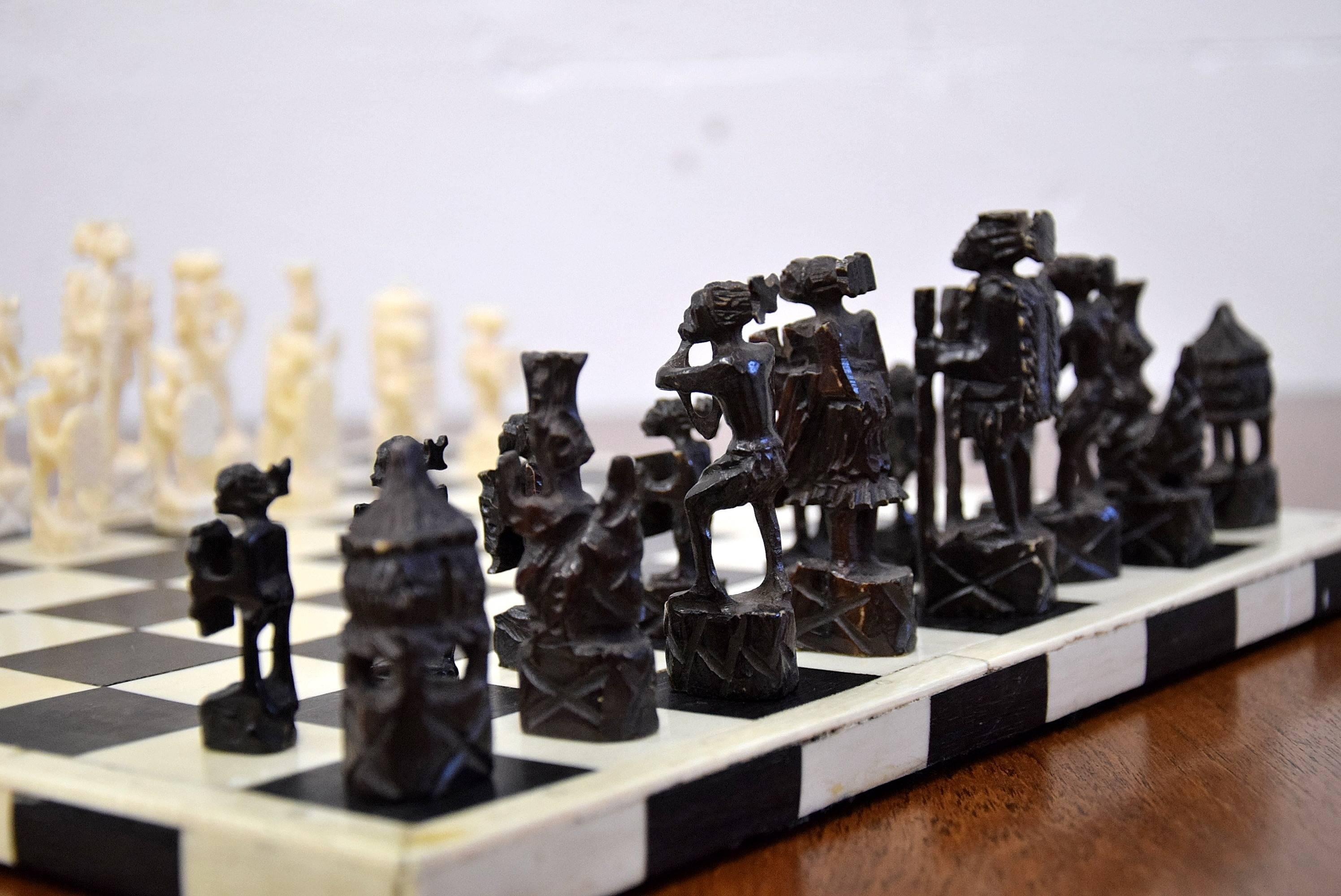 1930 Belgian Congo Ivory Chess Set For Sale at 1stDibs | ivory chess ...
