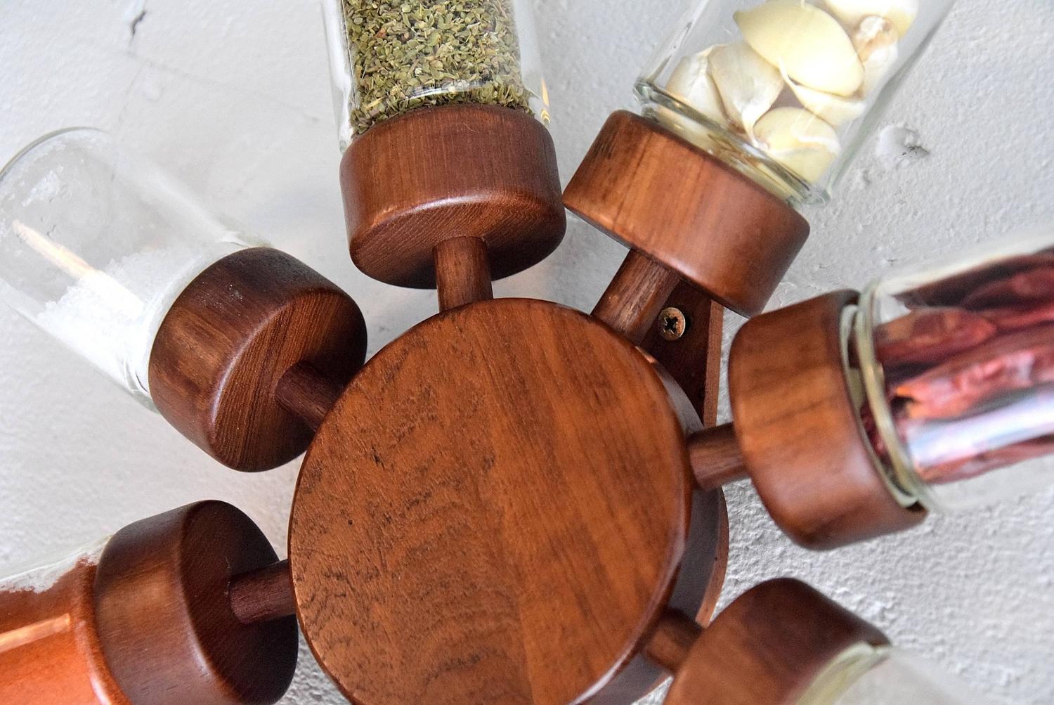 1960's Teak Spice Rack / Wheel. For Sale at 1stdibs