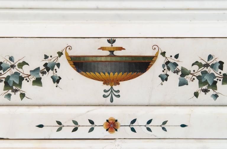 White Marble Fireplace with Pietro Bossi Scagliola Inlays, Late 18th ...