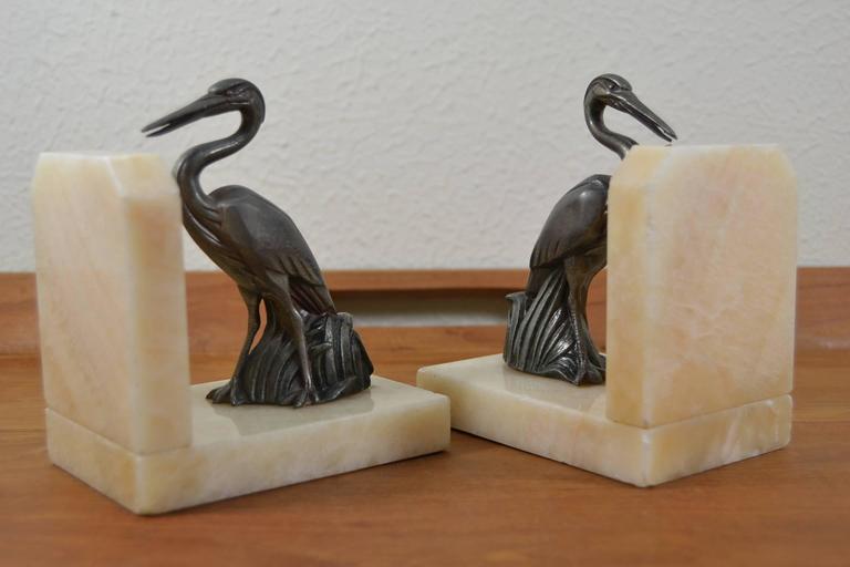 Pair of Art Deco Heron Birds Bookends at 1stDibs