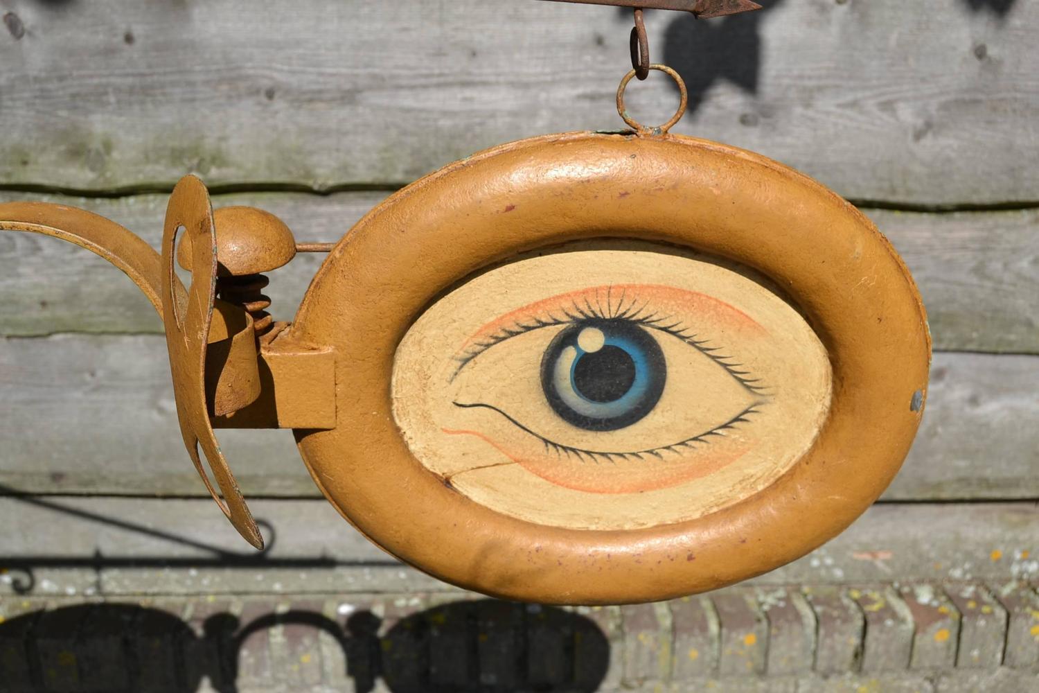 Antique Optometrist Trade Sign with Wall Bracket For Sale at 1stdibs