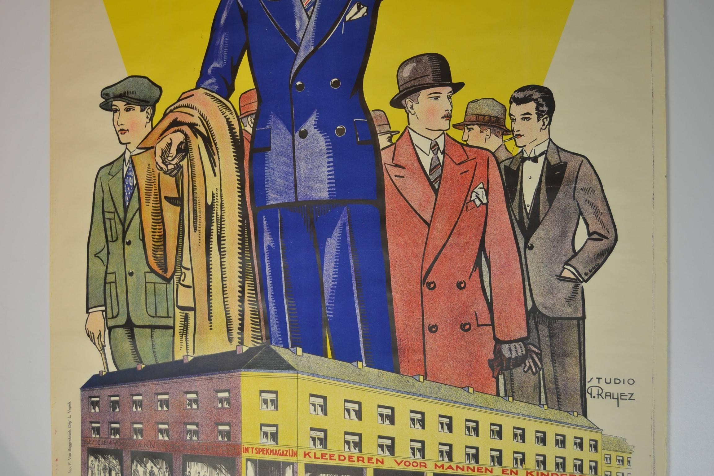 1931 Studio P. Rayez Art Deco Fashion Affiche in 't Spekmagazijn at 1stDibs