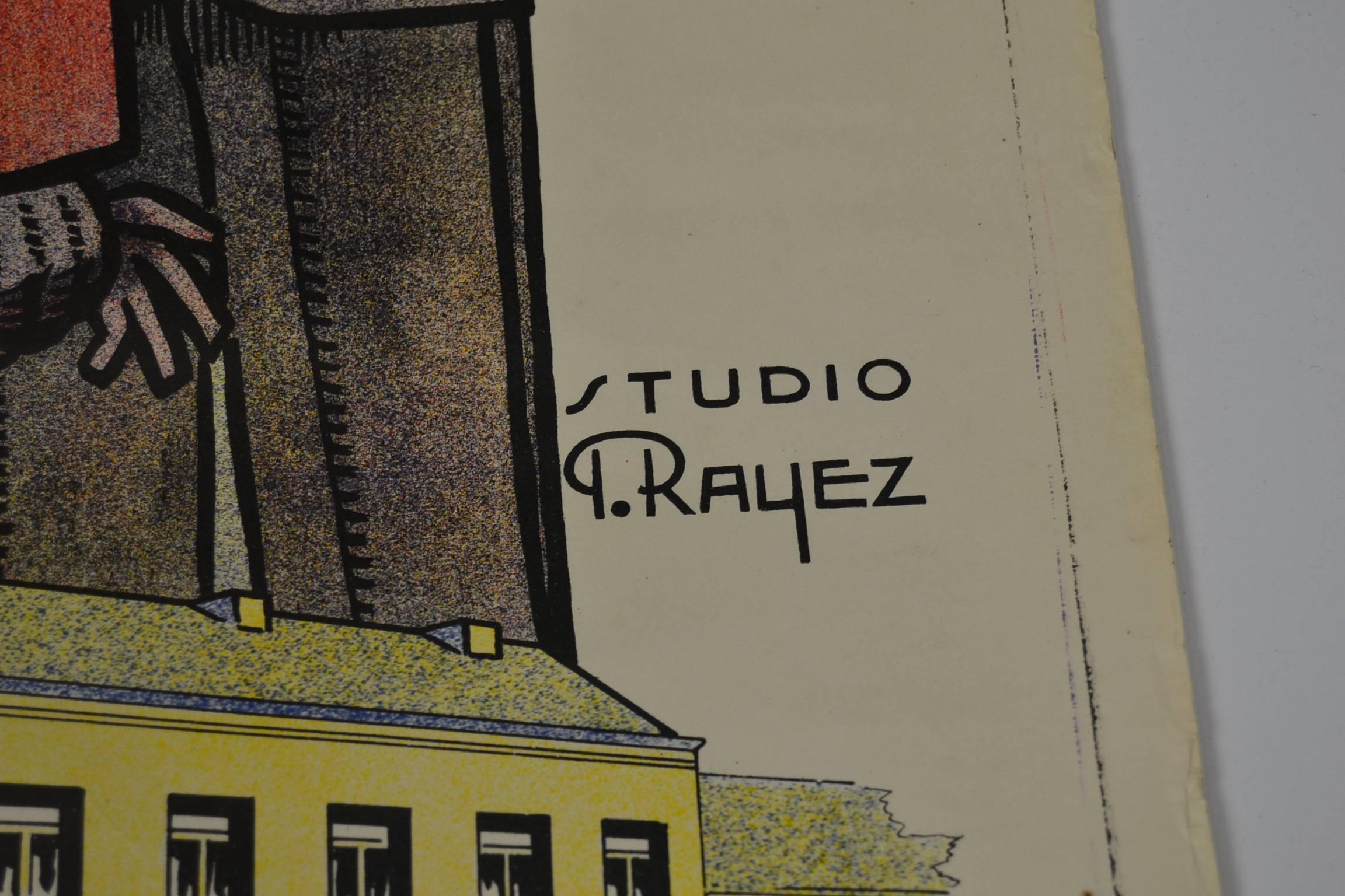 1931 Studio P. Rayez Art Deco Fashion Affiche in 't Spekmagazijn at 1stDibs