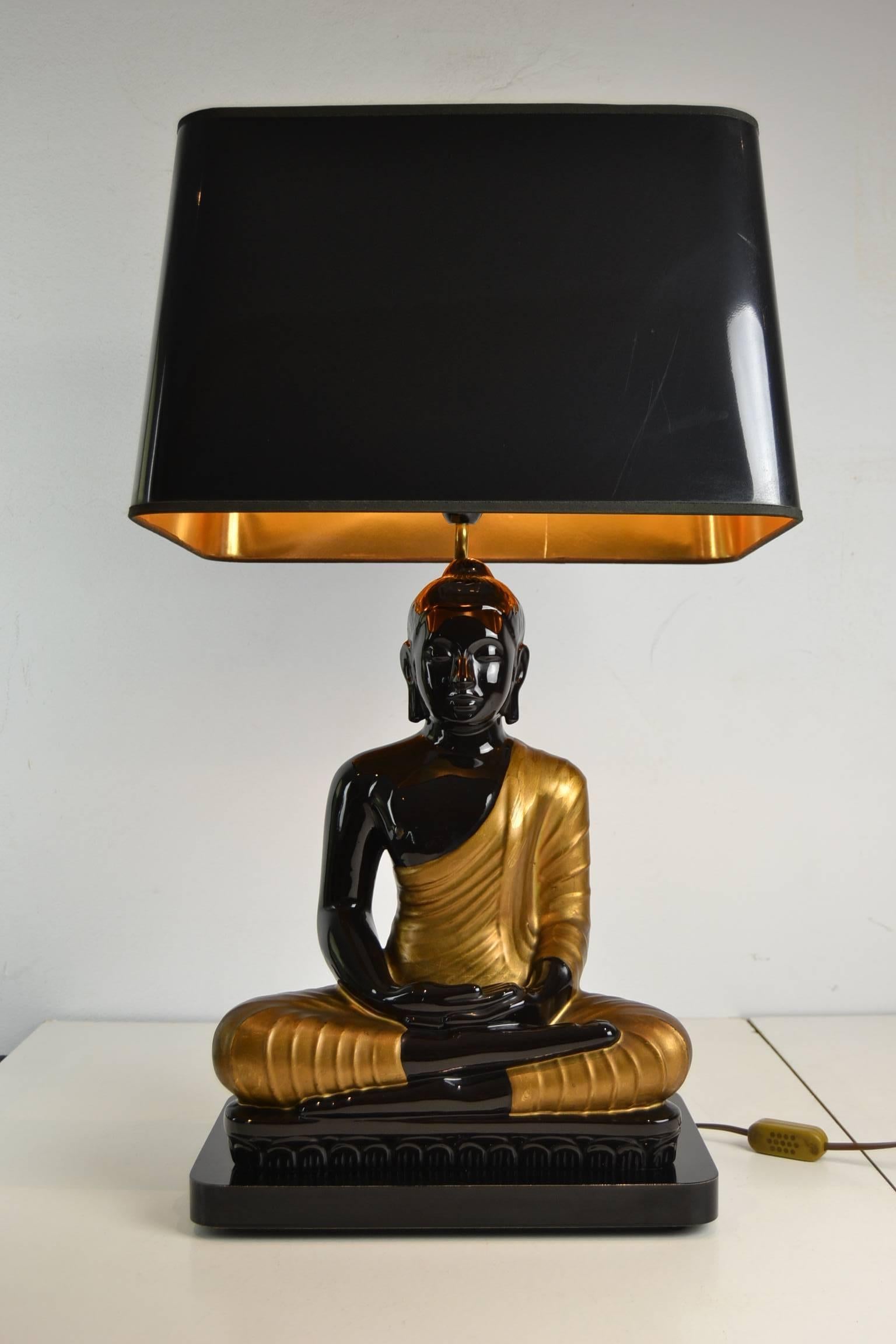 Large Buddha Table Lamp, black and gold , Europe, 1970s at 1stDibs ...