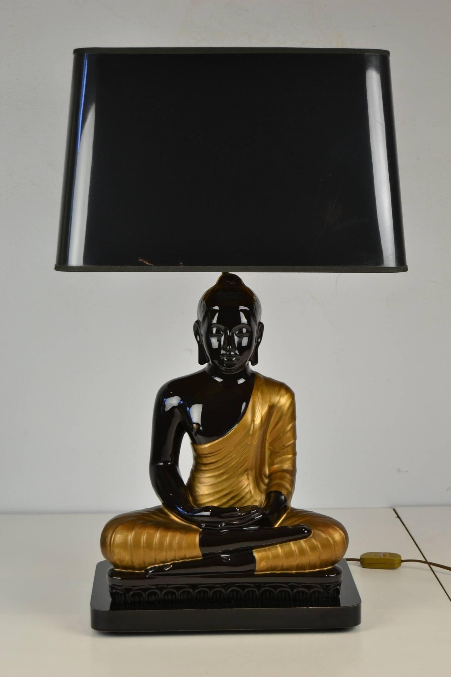 Large Buddha Table Lamp, black and gold , Europe, 1970s at 1stDibs ...