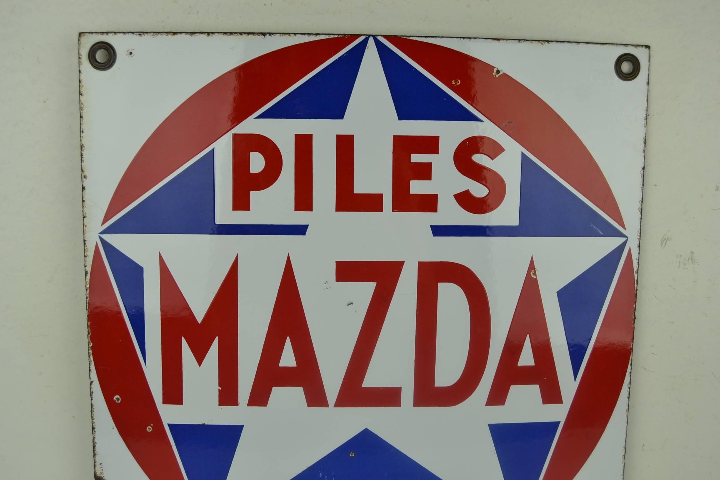 Enamel Advertising Sign for Mazda Batteries or Piles , France , 1960s ...