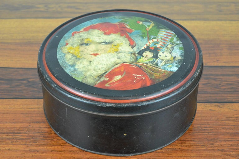 1920s Henry Clive Christmas Santa Girl Tin Box at 1stDibs | tin box ...