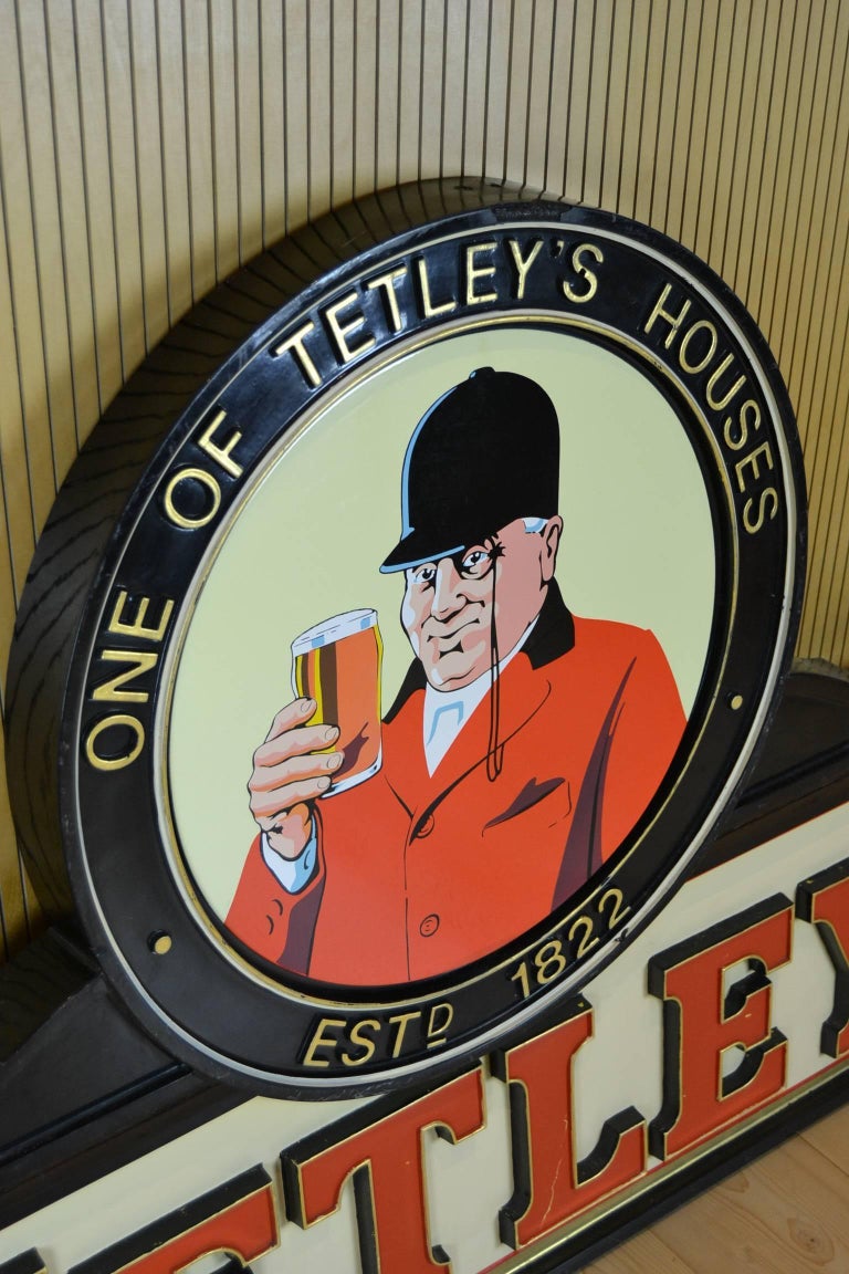 1960s Vintage Tetley Beer Outdoor Advertising Sign at 1stDibs