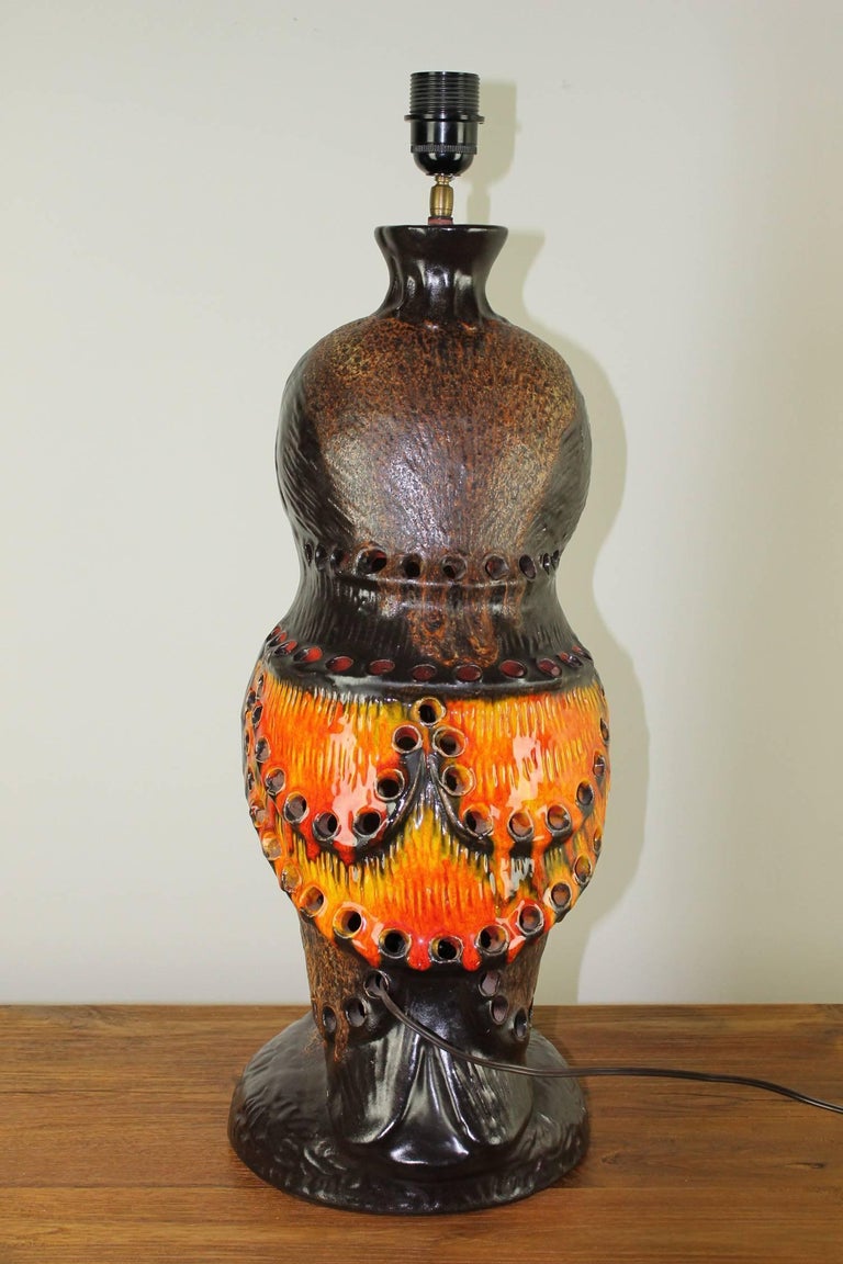 1970s Huge Fat Lava Ceramic Owl Table Lamp at 1stDibs