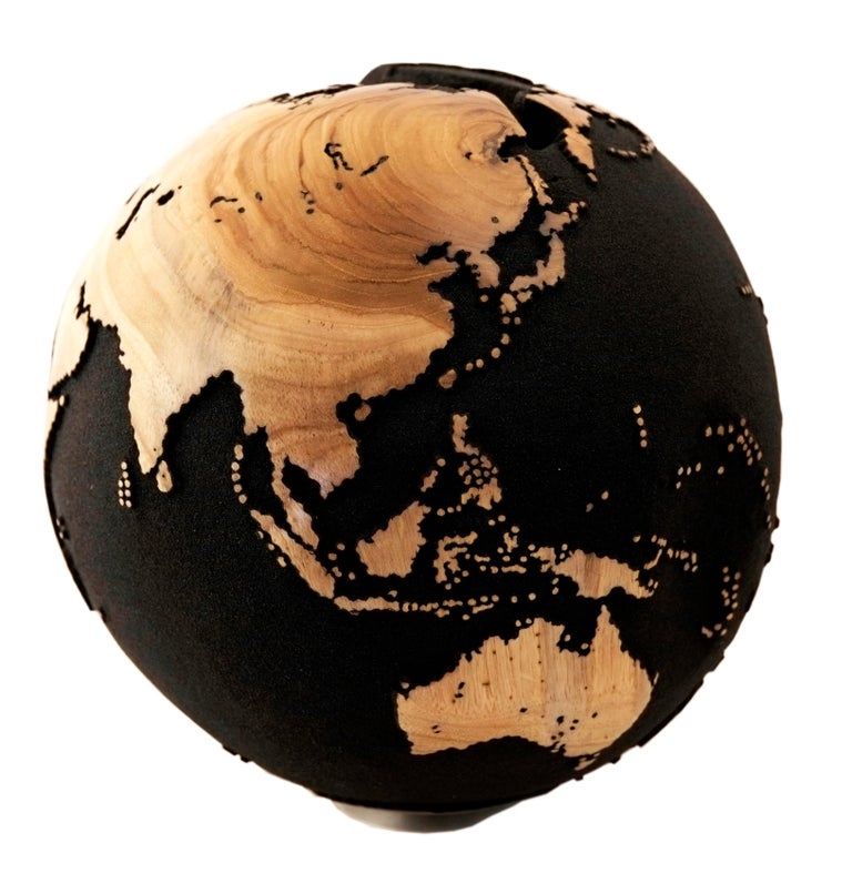 Classic Black Volcanic Sand Globe, 30 cm at 1stDibs