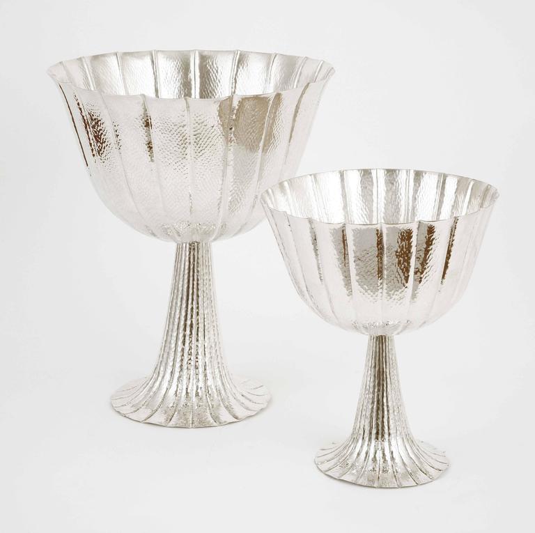 Hand-Worked Solid Silver Hammered Raised Fluted Vessel, Large For Sale ...