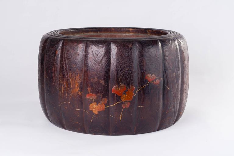 Antique Japanese Wooden Hibachi with Lacquer, Brass and M-O-P Inlay ...