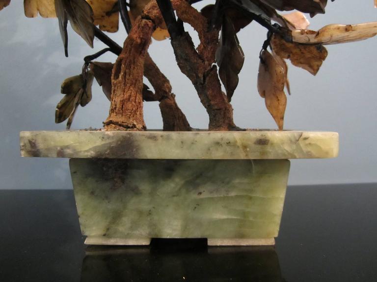 Pair of Chinese Carved Semi-Precious Stone Ming Tree at 1stDibs