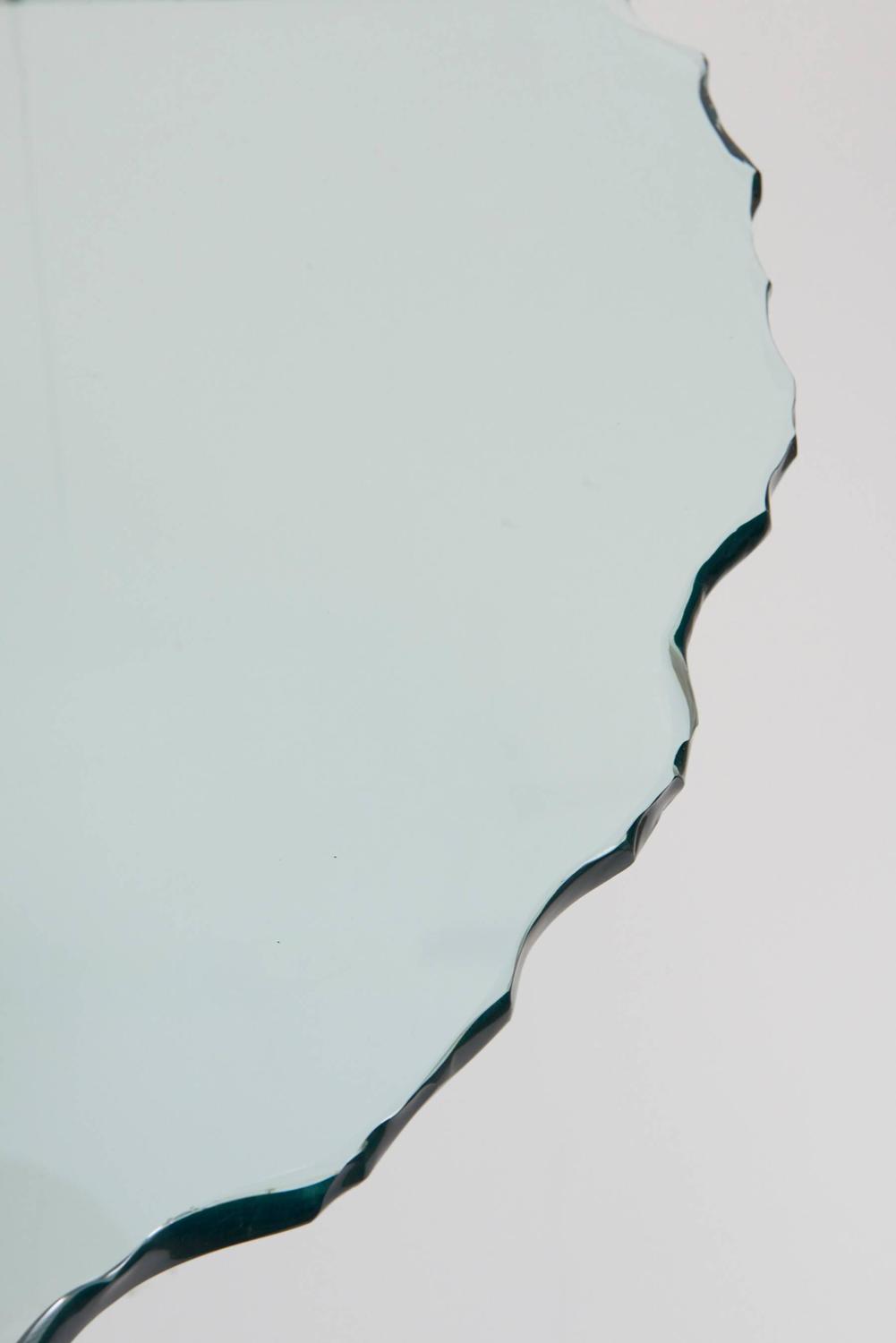 Round Dining Table with Chipped Glass Top and Cylindrical Granite Base ...