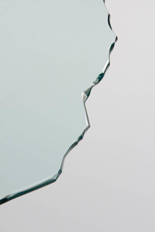 Round Dining Table with Chipped Glass Top and Cylindrical Granite Base ...