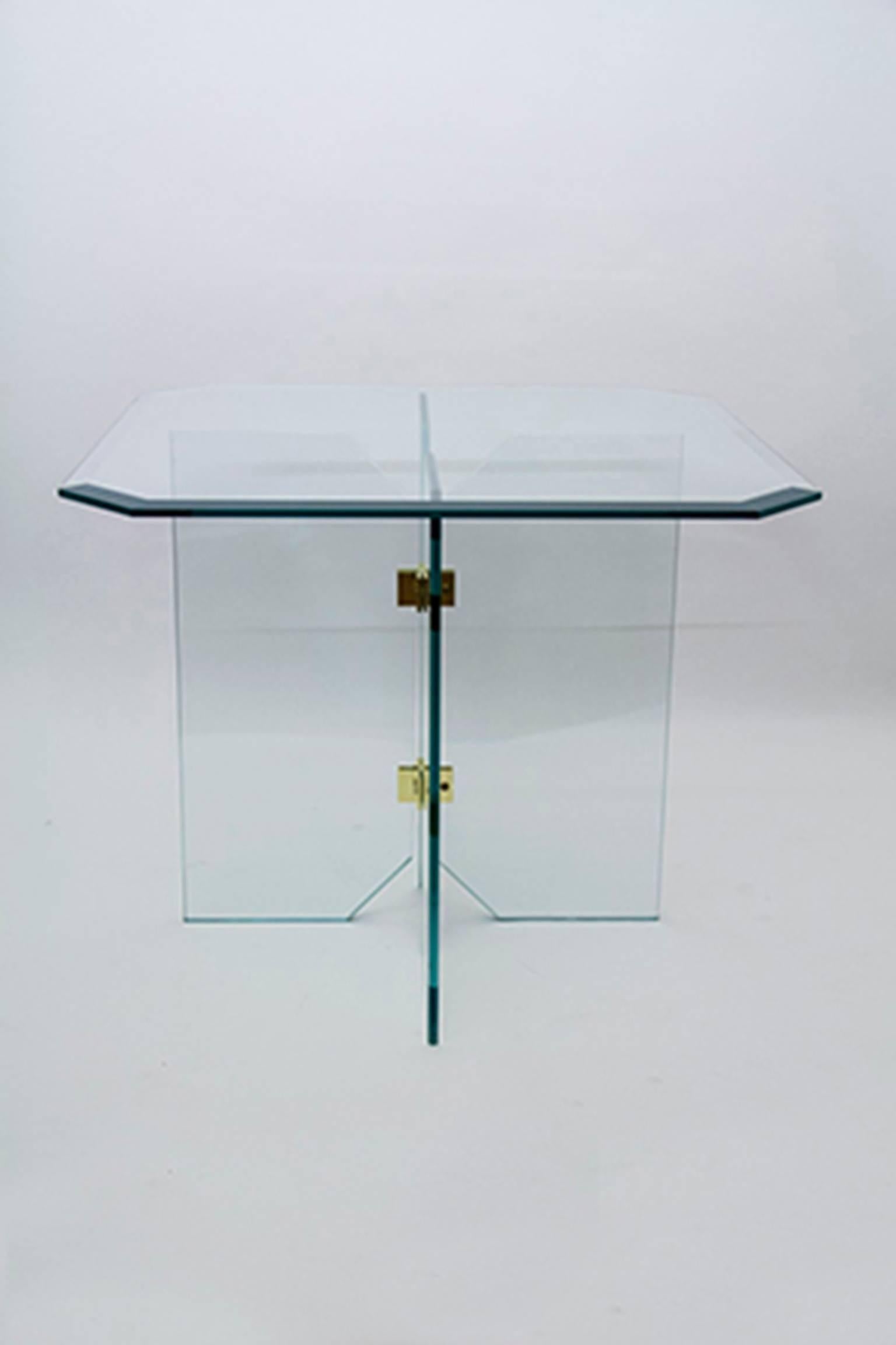 Pace Style Glass and Brass End Table, 1970s at 1stDibs