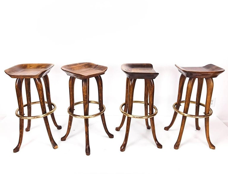 Set of Four Counter Height Bar Stools by Jean of Topanga, 1960s at 1stDibs