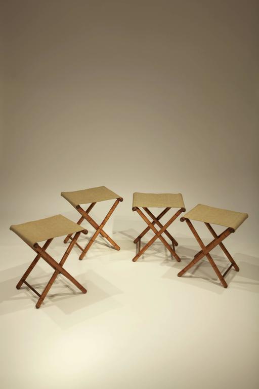Vintage Set of Four X-Shaped Folding Stools at 1stDibs