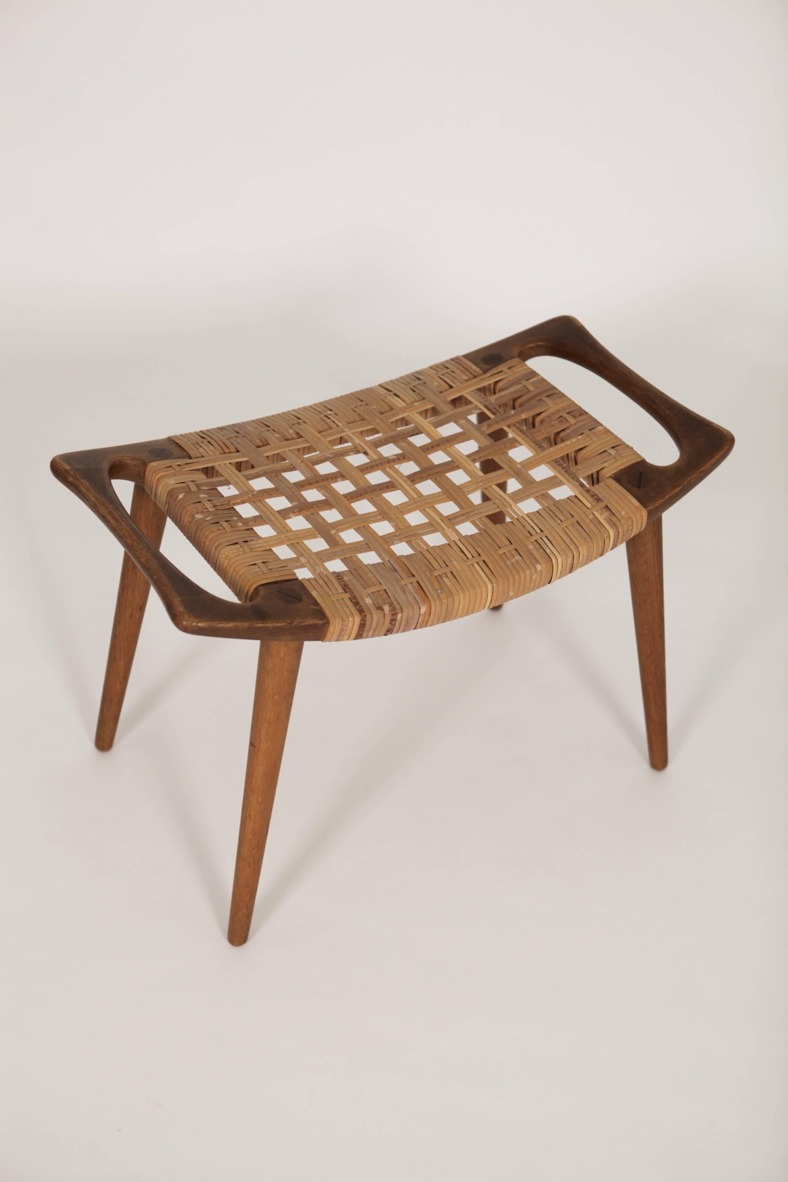 Hans J. Wegner, JH 539 Oak and Woven Cane Stool at 1stDibs | hans ...