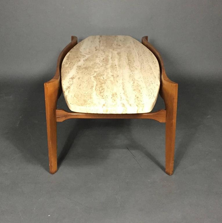 Italian Travertine and Walnut Coffee Table by Walker Zanger, USA, circa ...